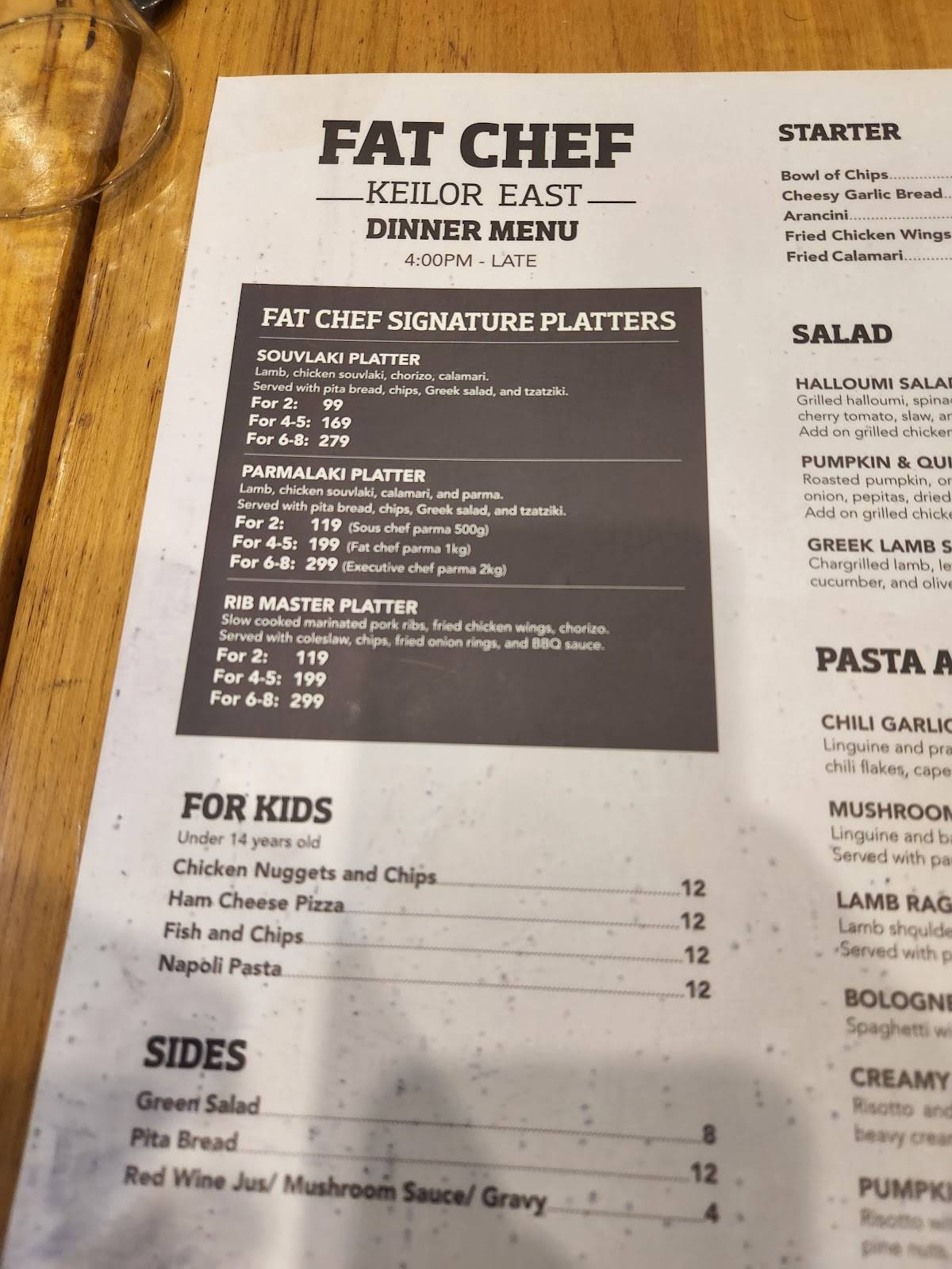 Menu at Fat Chef Keilor East restaurant, Keilor East, Unit 16/235 ...
