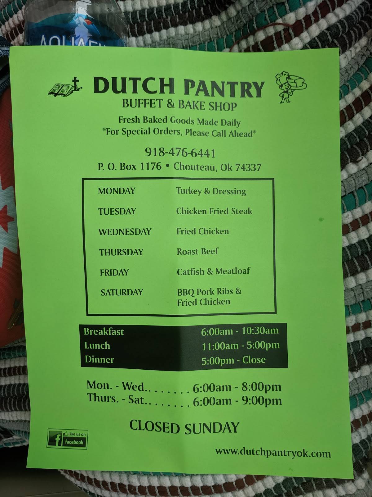 Menu at Dutch Pantry BBQ, Chouteau, 10 W Main St