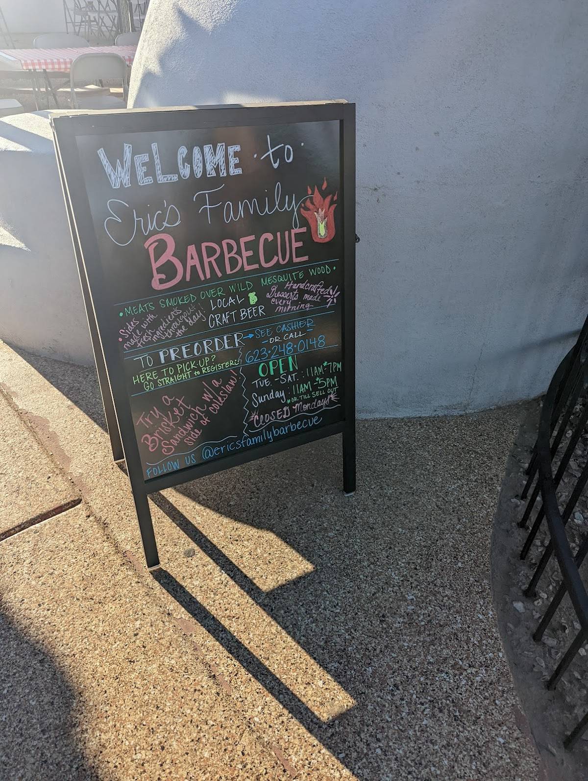 Menu at Eric's Family Barbecue, Avondale