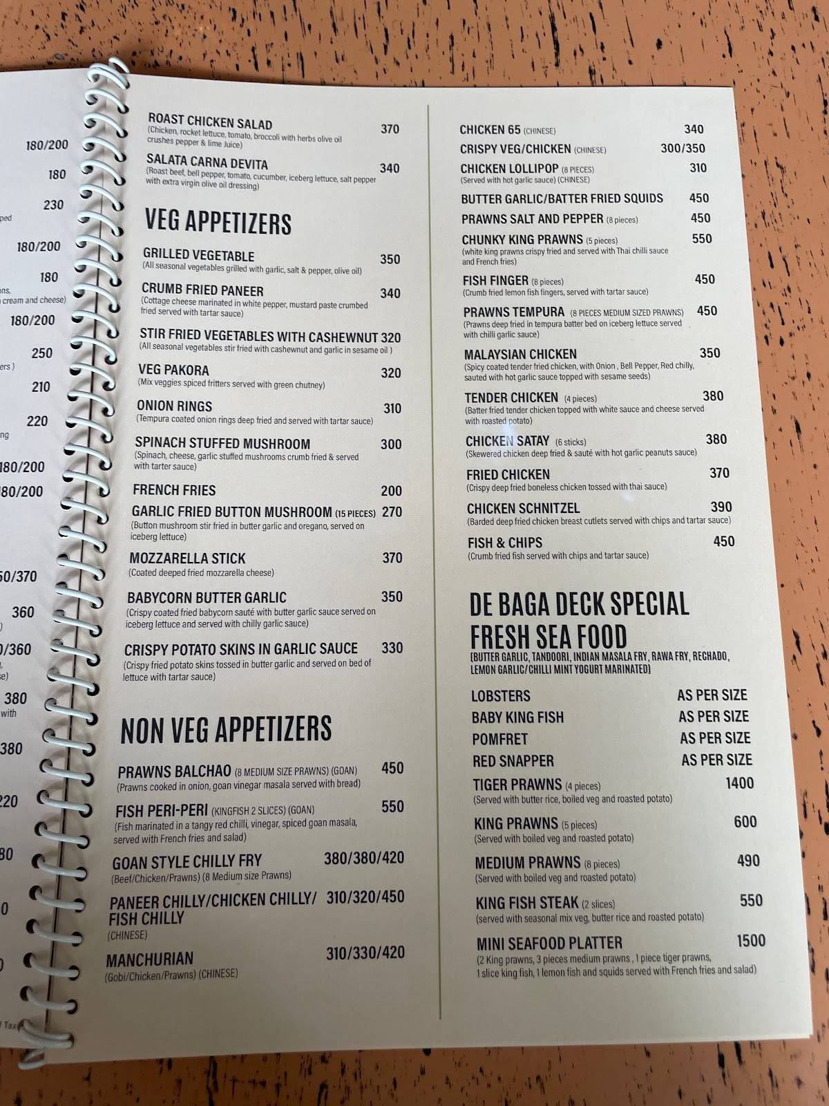Menu at De Baga Deck Restaurant & Bar, Calangute, Calangute - Baga Rd