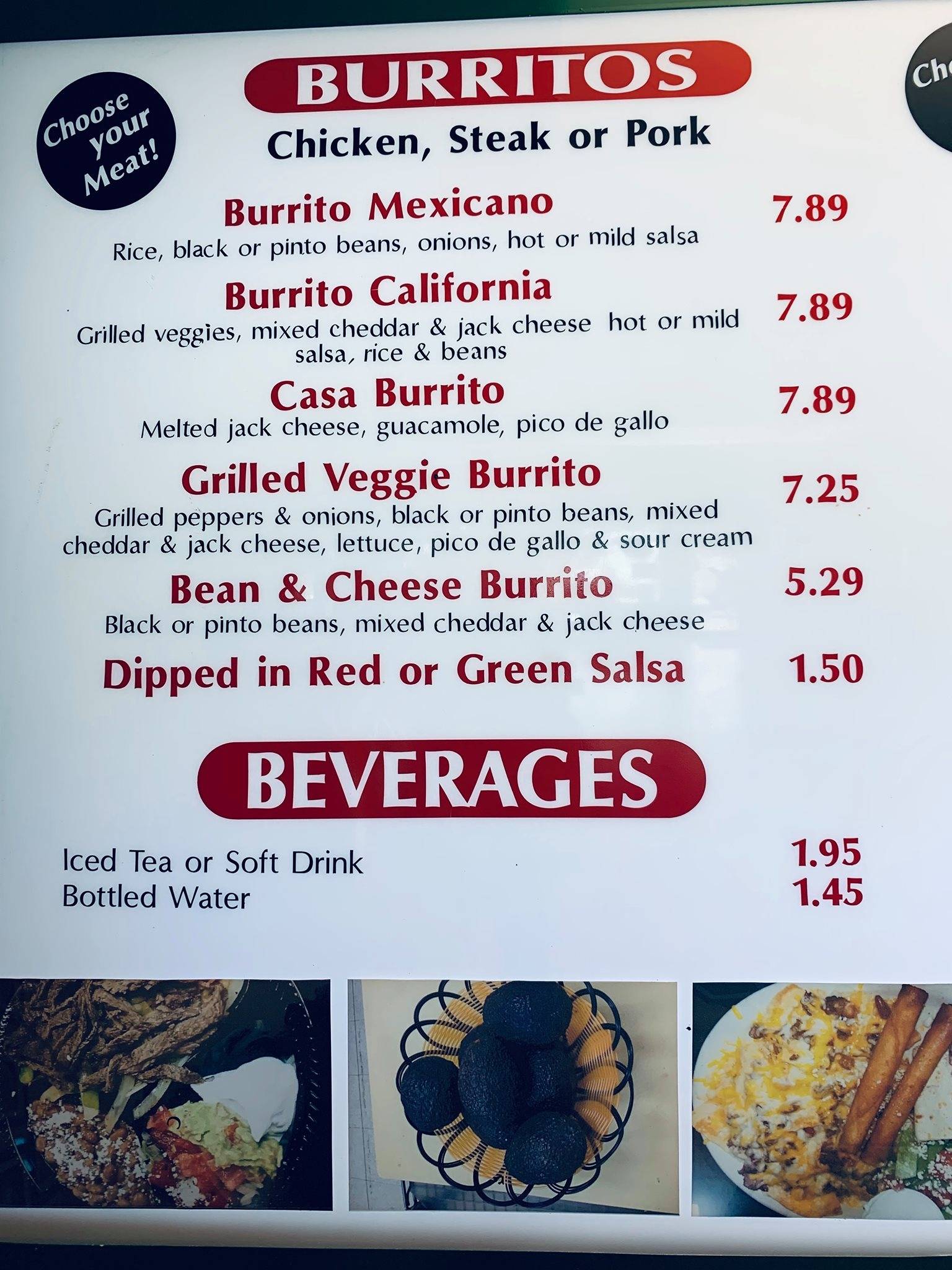 Menu at Baja Street Mexican Grill restaurant, Bridgeport