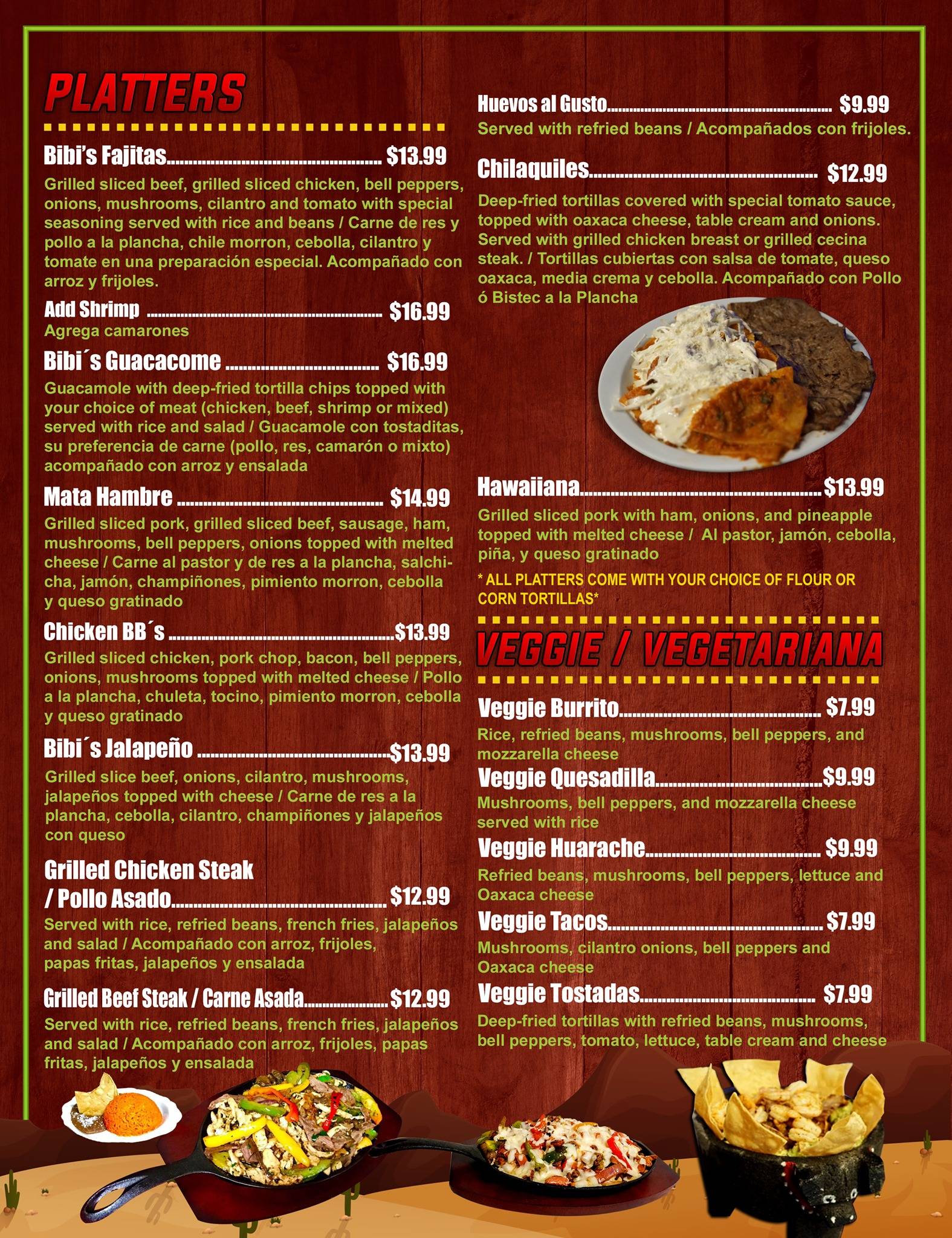 Menu at Bibi's Restaurant, Milford