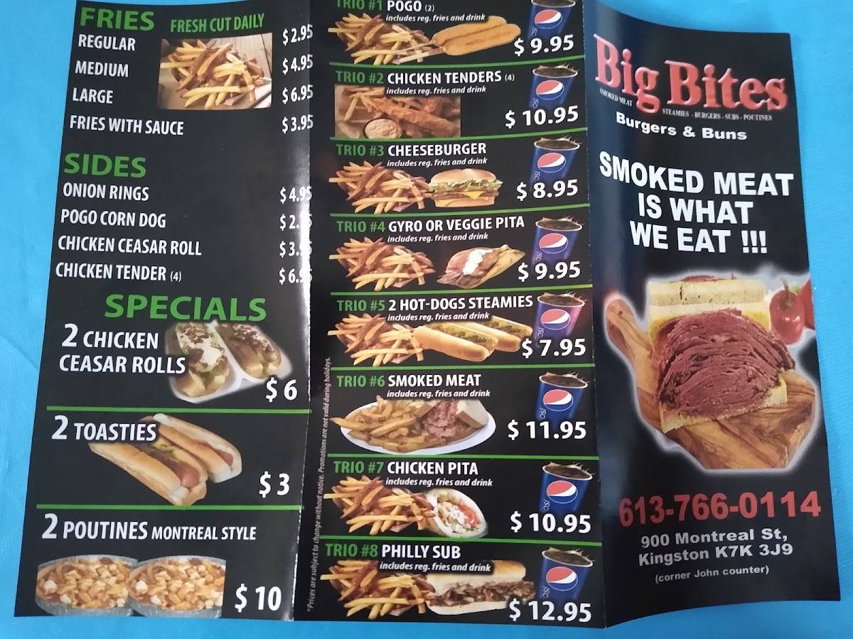 Menu at Big Bites Cornwall restaurant, Cornwall
