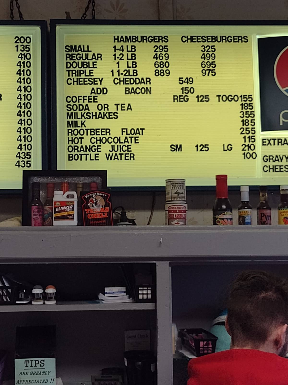 Menu at Bill's Toasty Shop restaurant, Taylorville