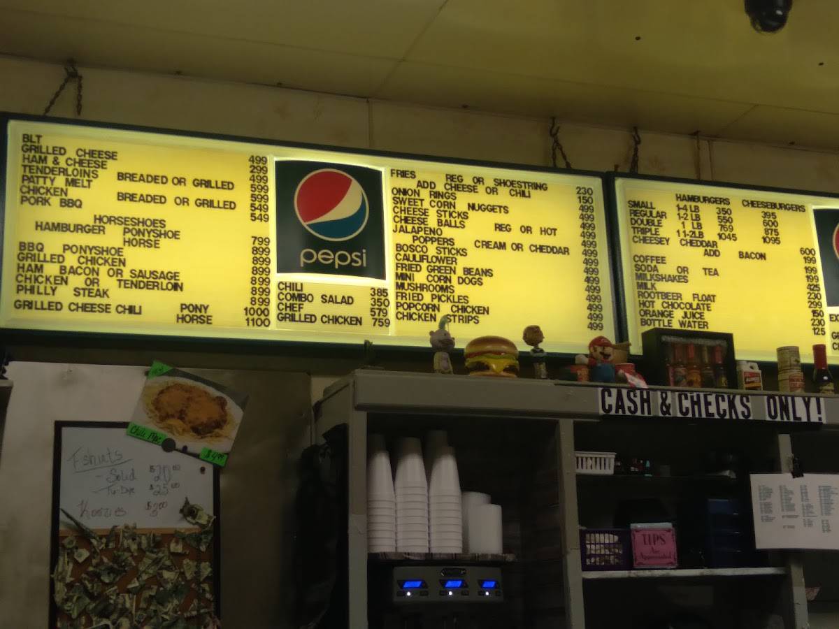 Menu at Bill's Toasty Shop restaurant, Taylorville