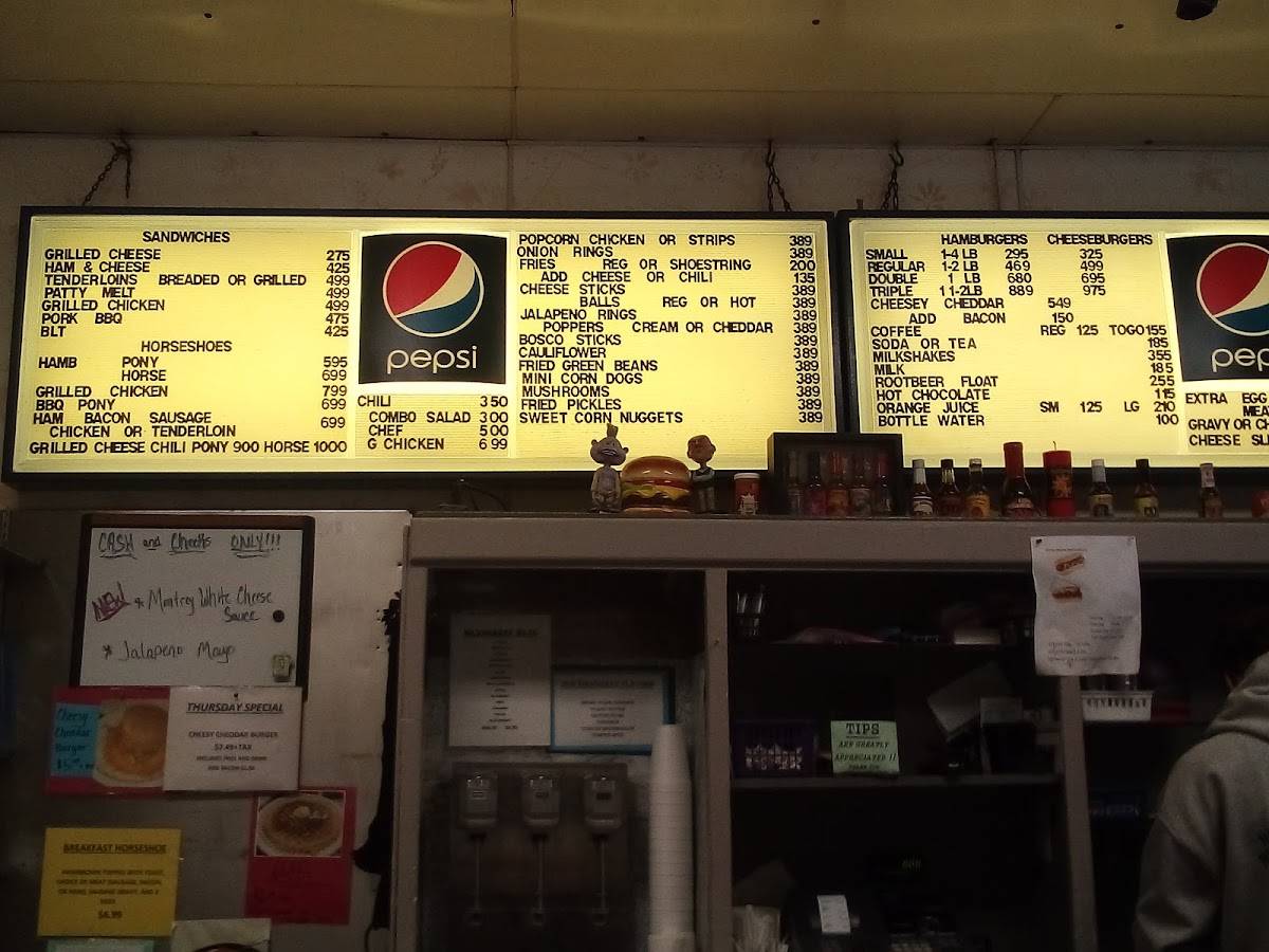 Menu at Bill's Toasty Shop restaurant, Taylorville