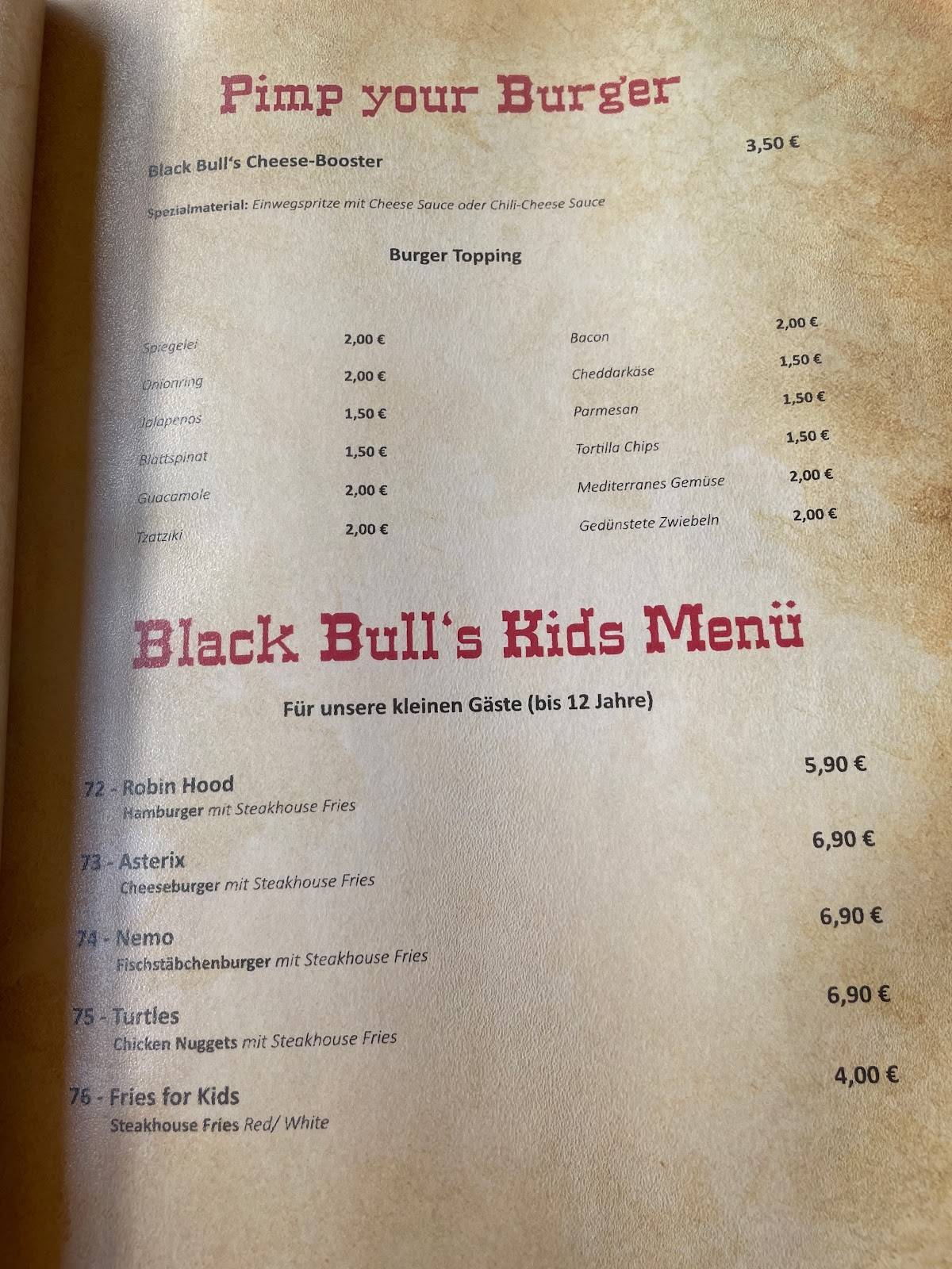Menu at Black Bull Michelstadt restaurant, Michelstadt