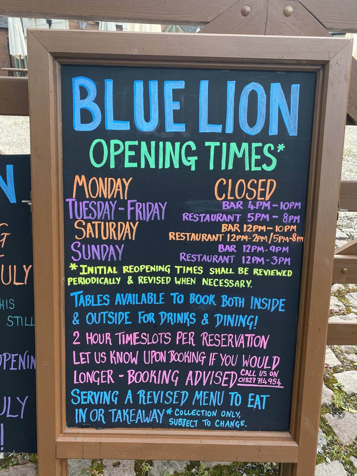 Menu at Blue Lion pub & bar, Atherstone, 8 Church Rd
