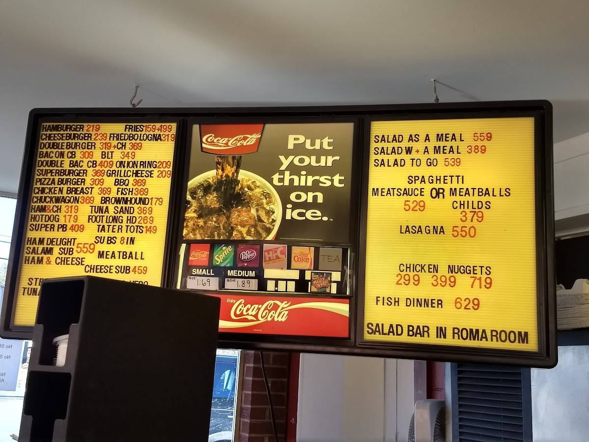 Menu at Rainbow Drive-In restaurant, Bedford