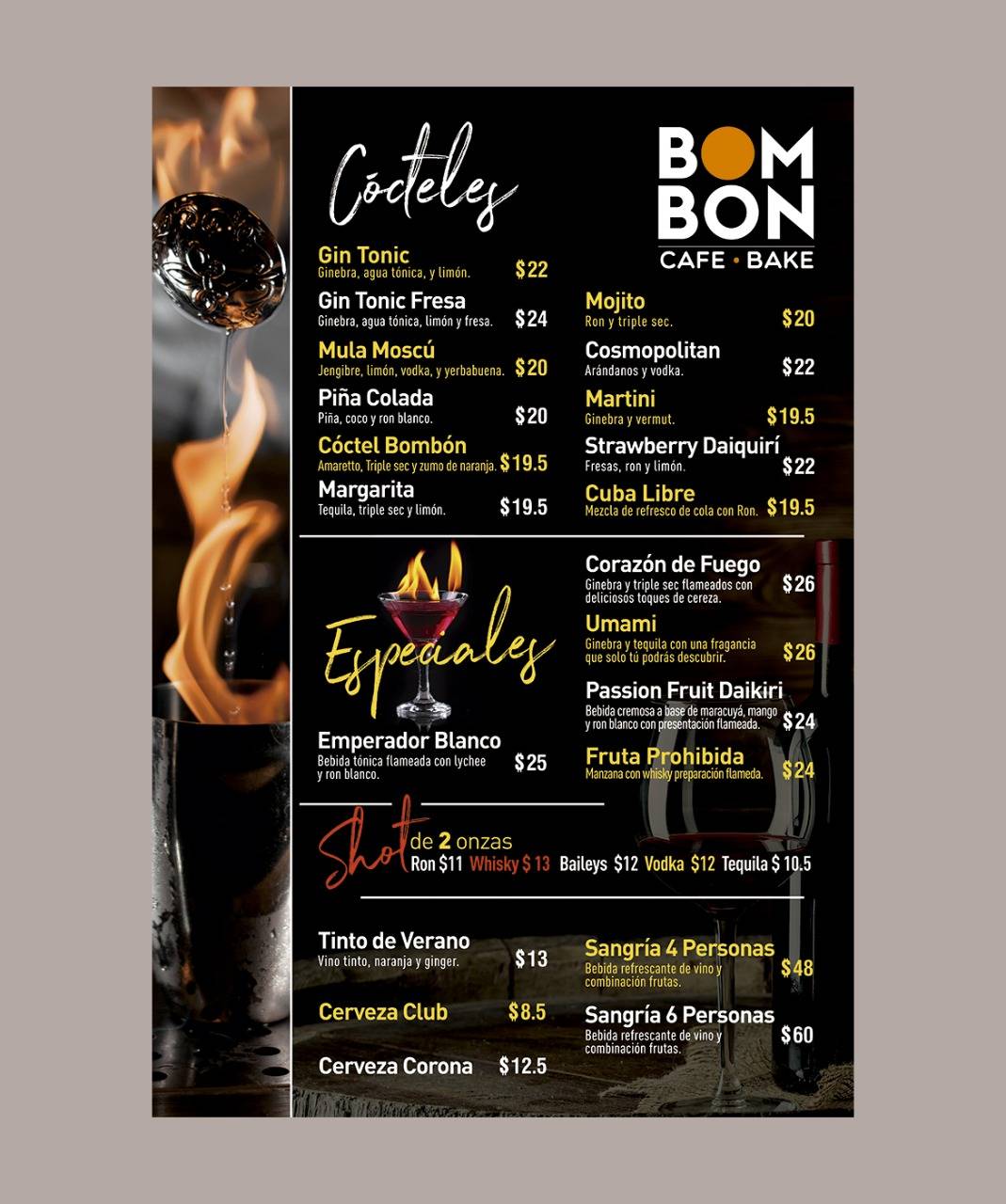 Carta del restaurante Bombon Divina Cocina, Villa del Leyva