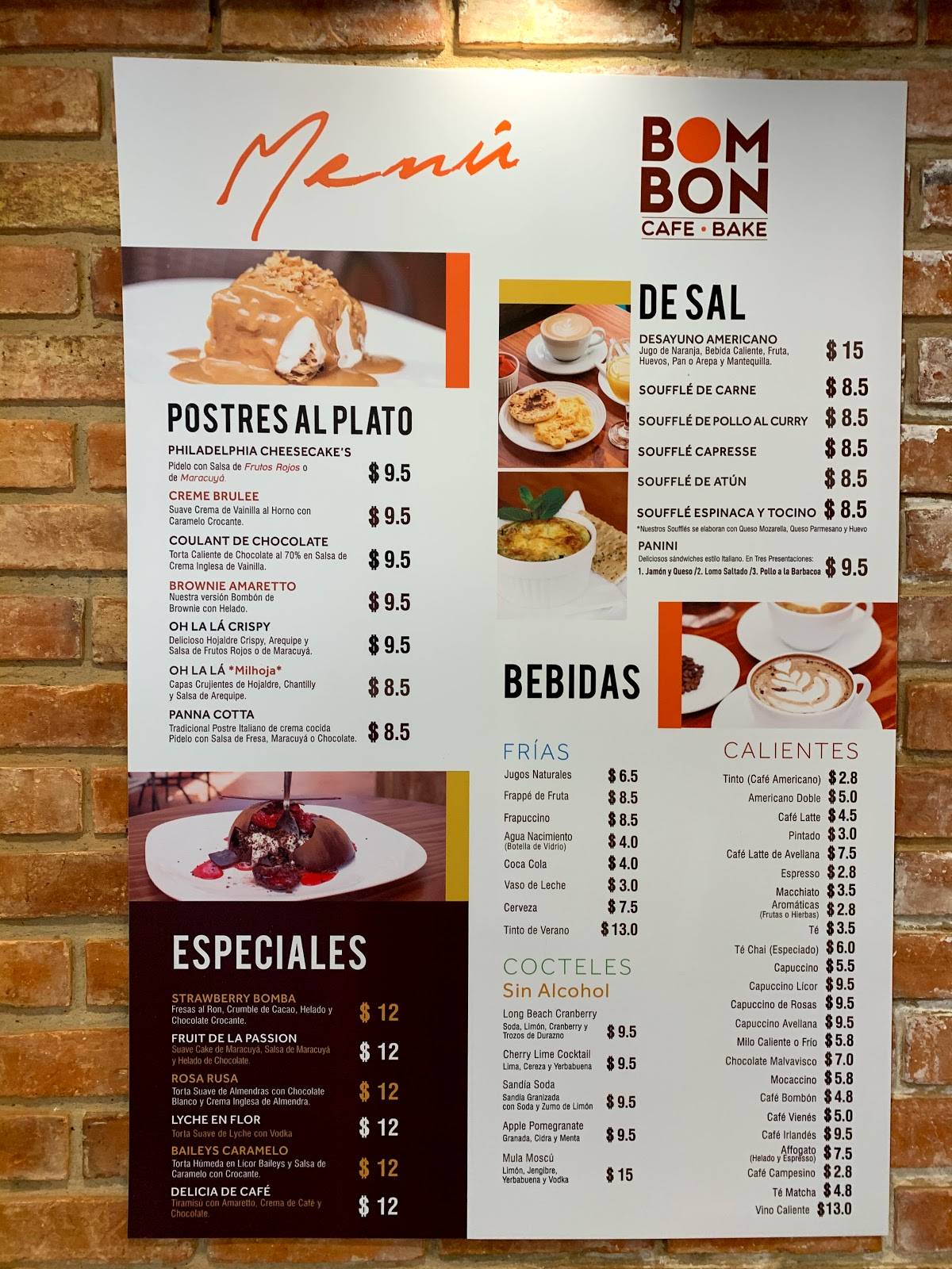 Carta del restaurante Bombon Divina Cocina, Villa del Leyva