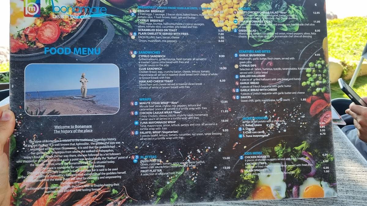 Menu at Bonamare Beach Bar cafe, Timi