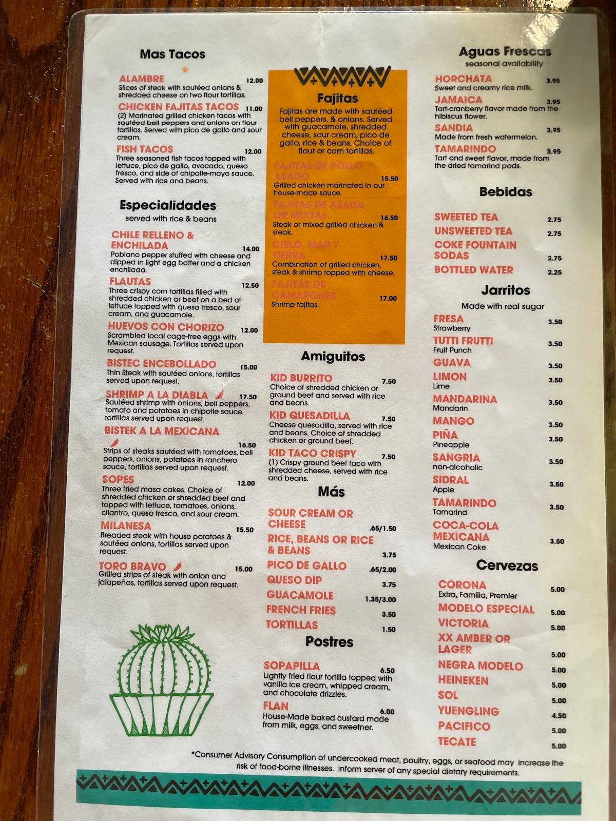 Menu at Border Grill Fresh-Mex restaurant, Orlando