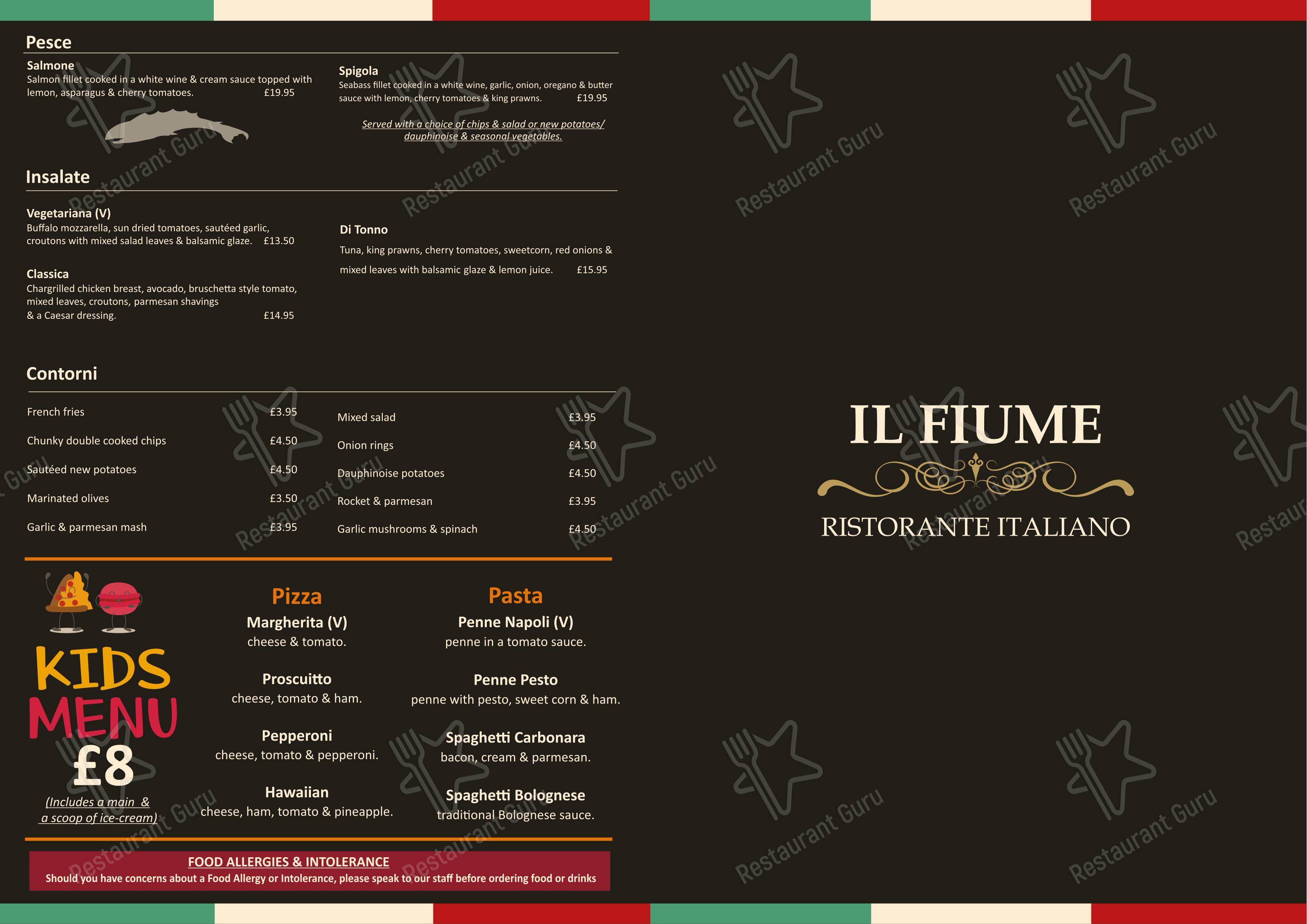 Menu at Il Fiume Ristorante Italiano restaurant, Bradford-on-Avon