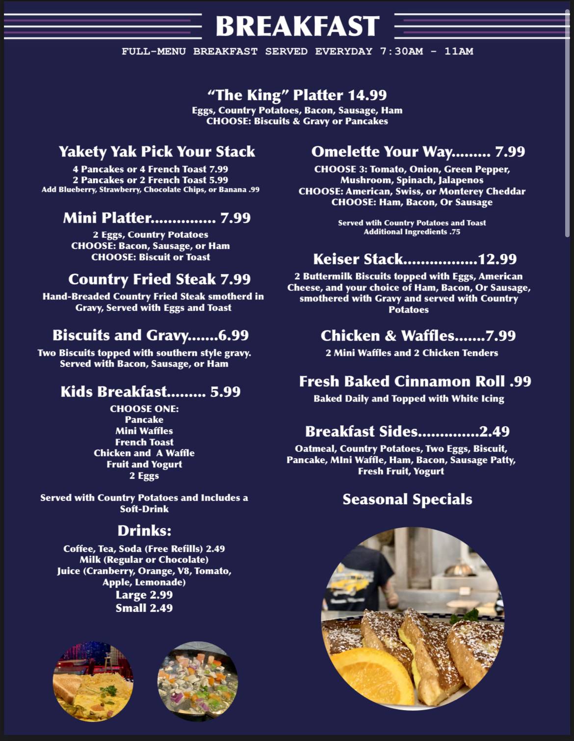 Menu at Jackie B. Goode's Uptown Cafe and Dinner Theater, Branson