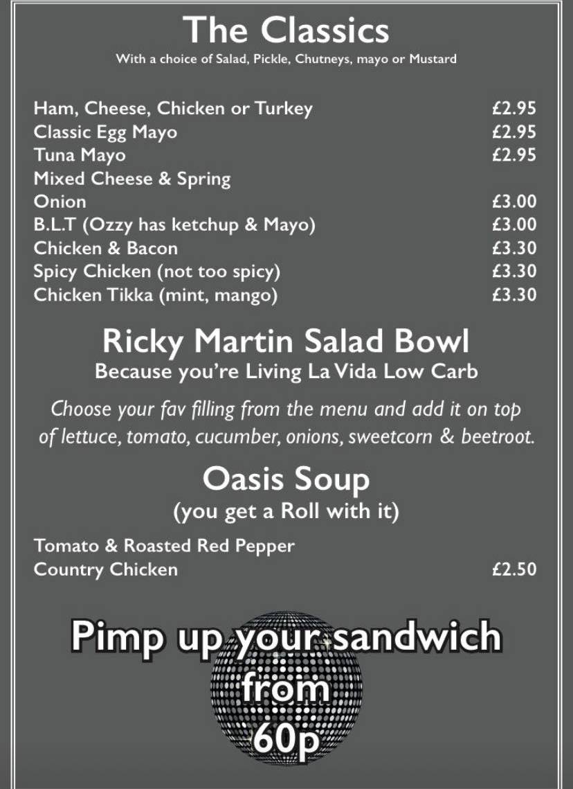 Menu at The Sandwich Co restaurant, Bridgend