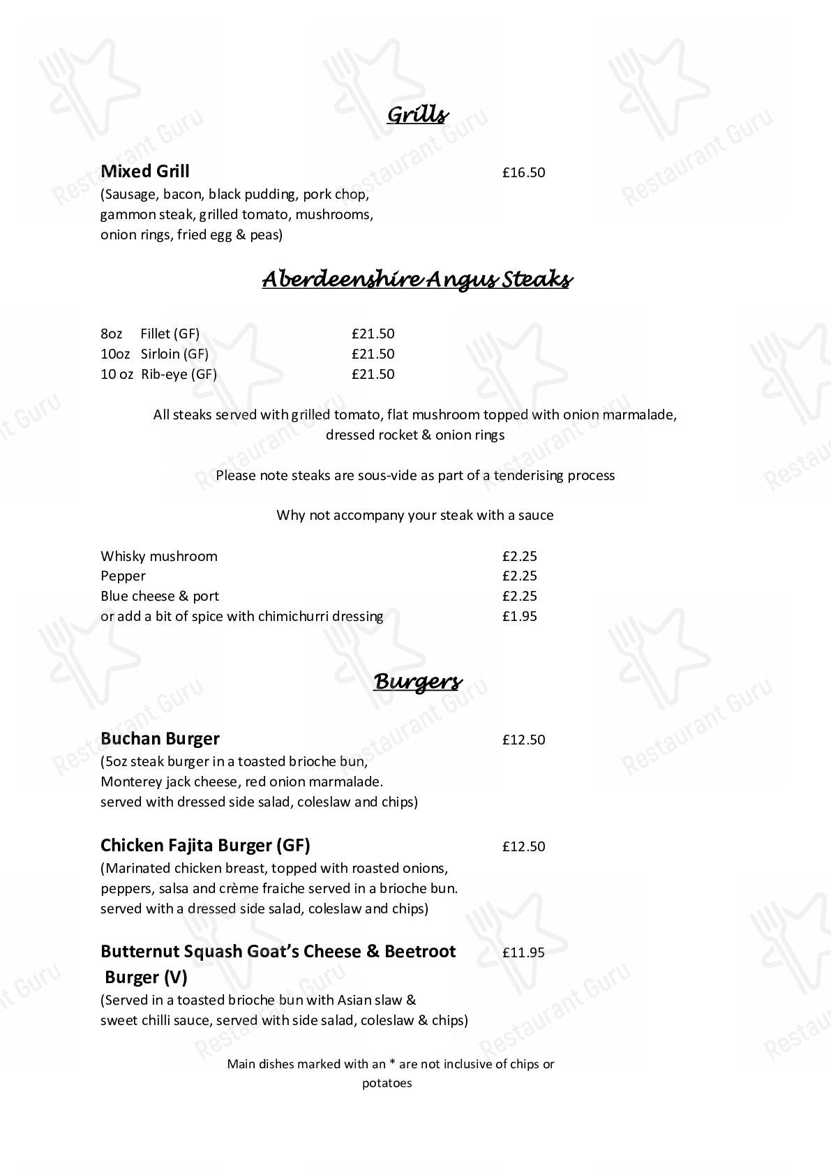 Menu at Buchan Hotel pub & bar, Ellon
