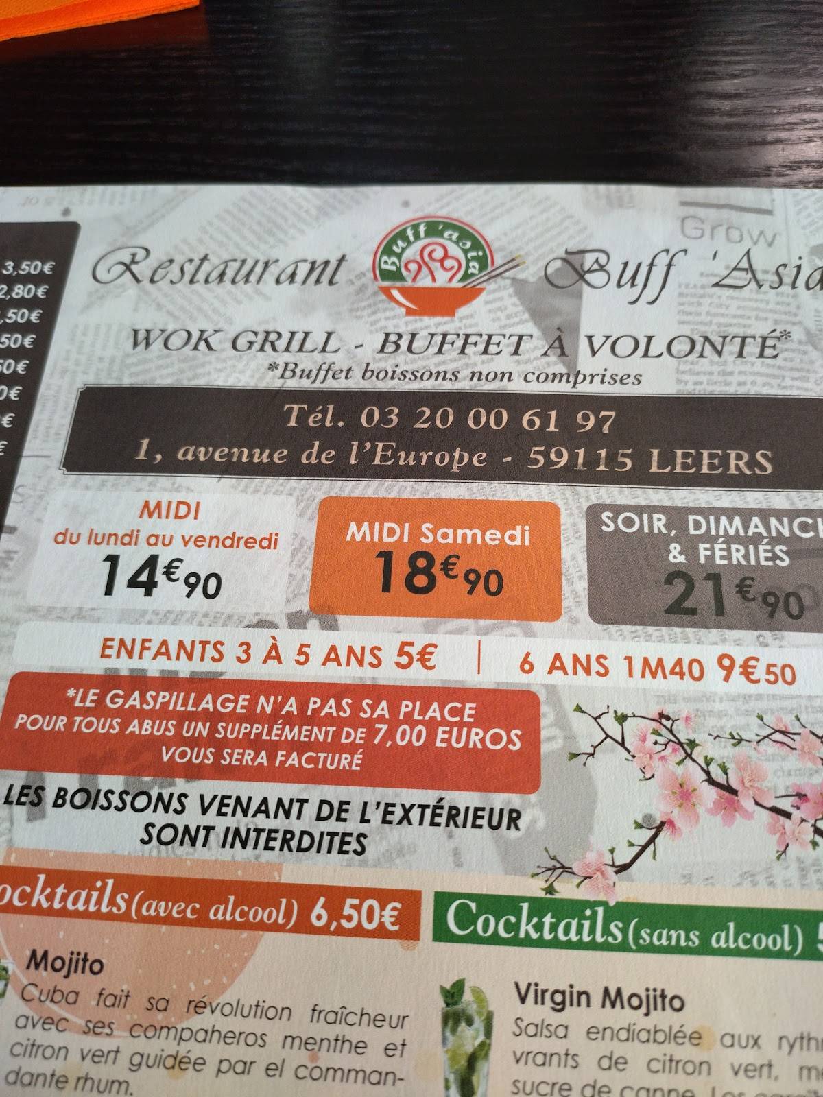 Menu au Buff 'Asia restaurant, Leers
