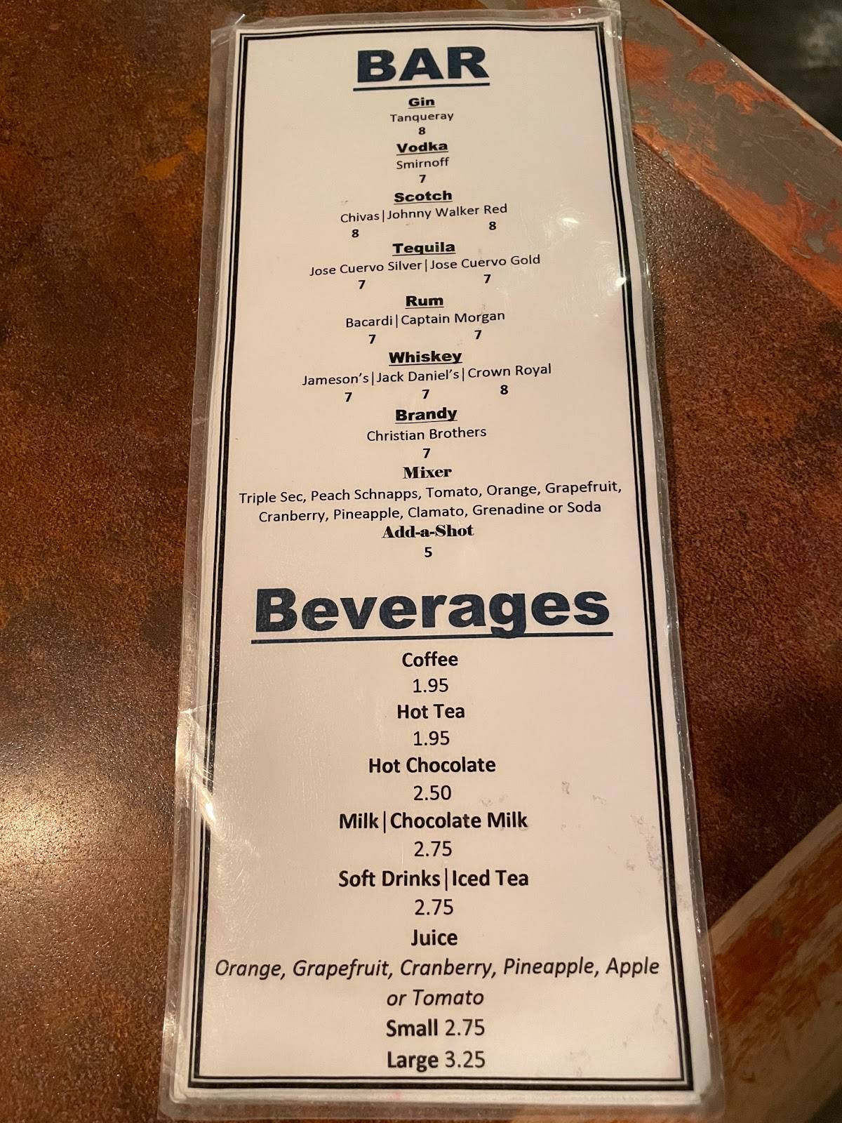 Menu at Bumbleberry Flats restaurant, Laughlin