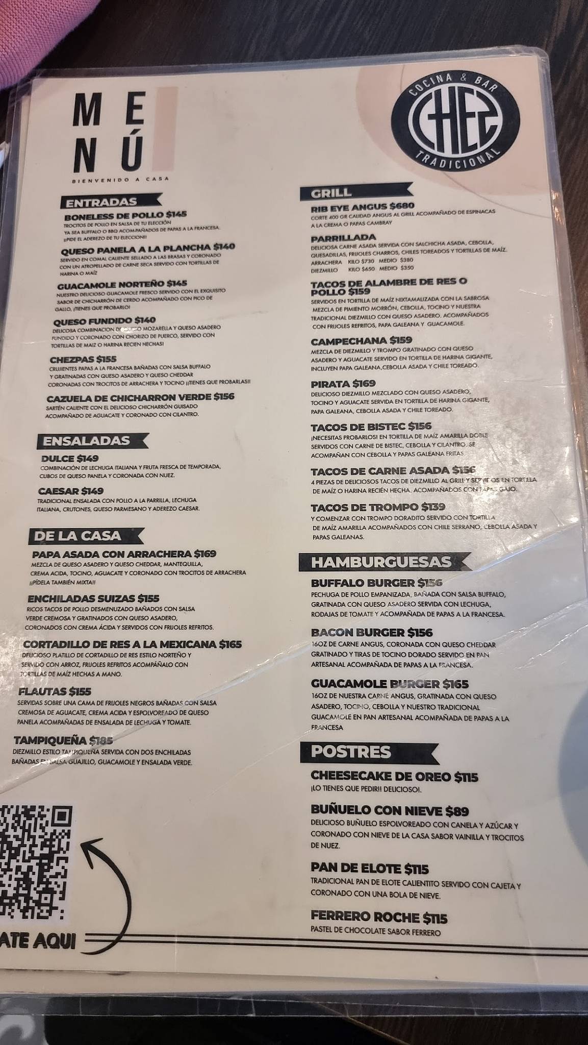 Carta del restaurante CHEZ Cocina Tradicional Cumbres, Monterrey, Paseo ...