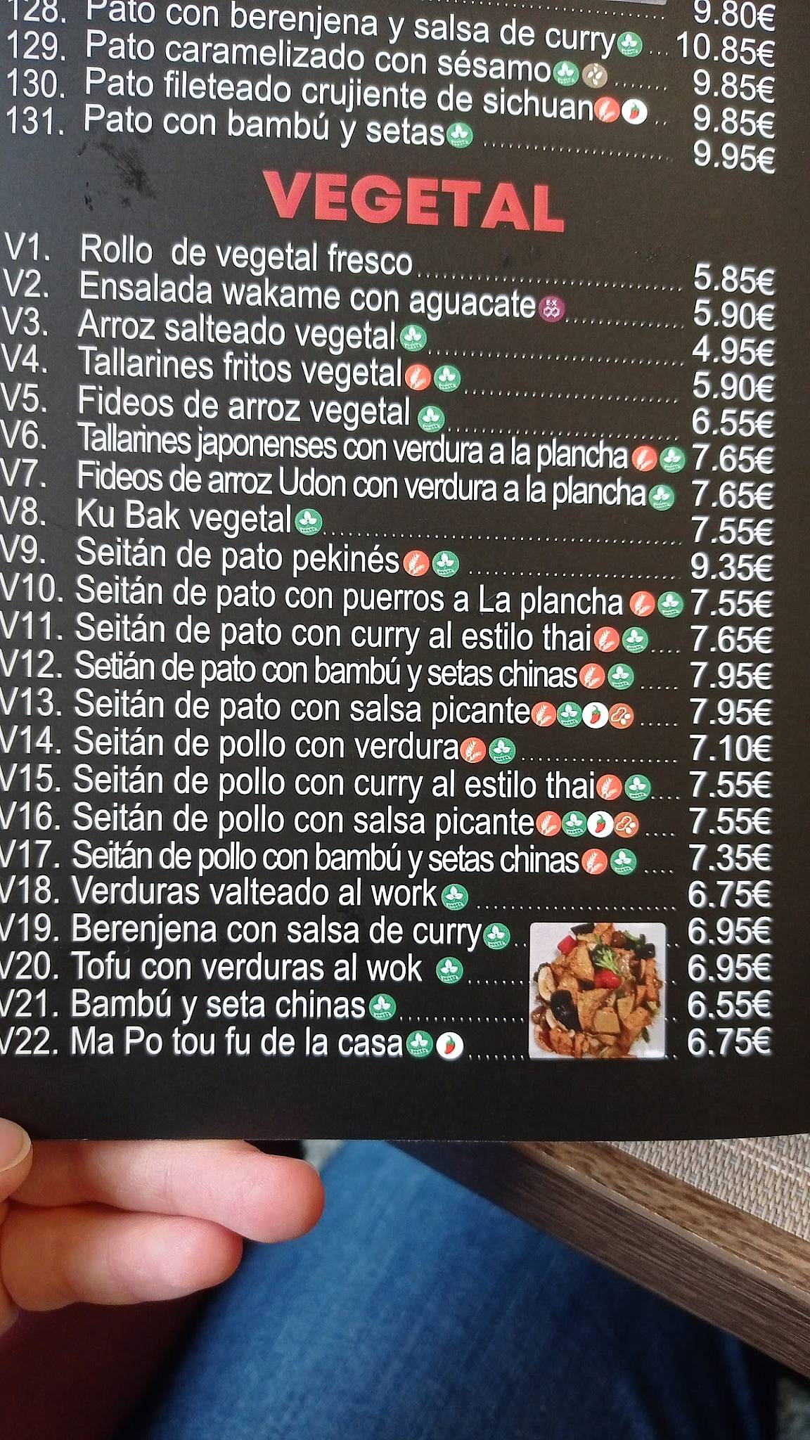 Carta del restaurante COCINA ASIATICA CHUN, Madrid