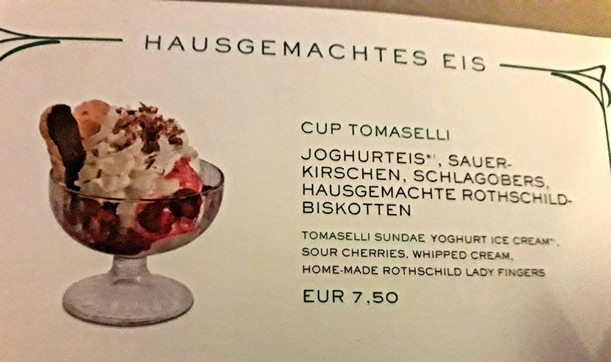 Menu at Café Tomaselli cafe, Salzburg