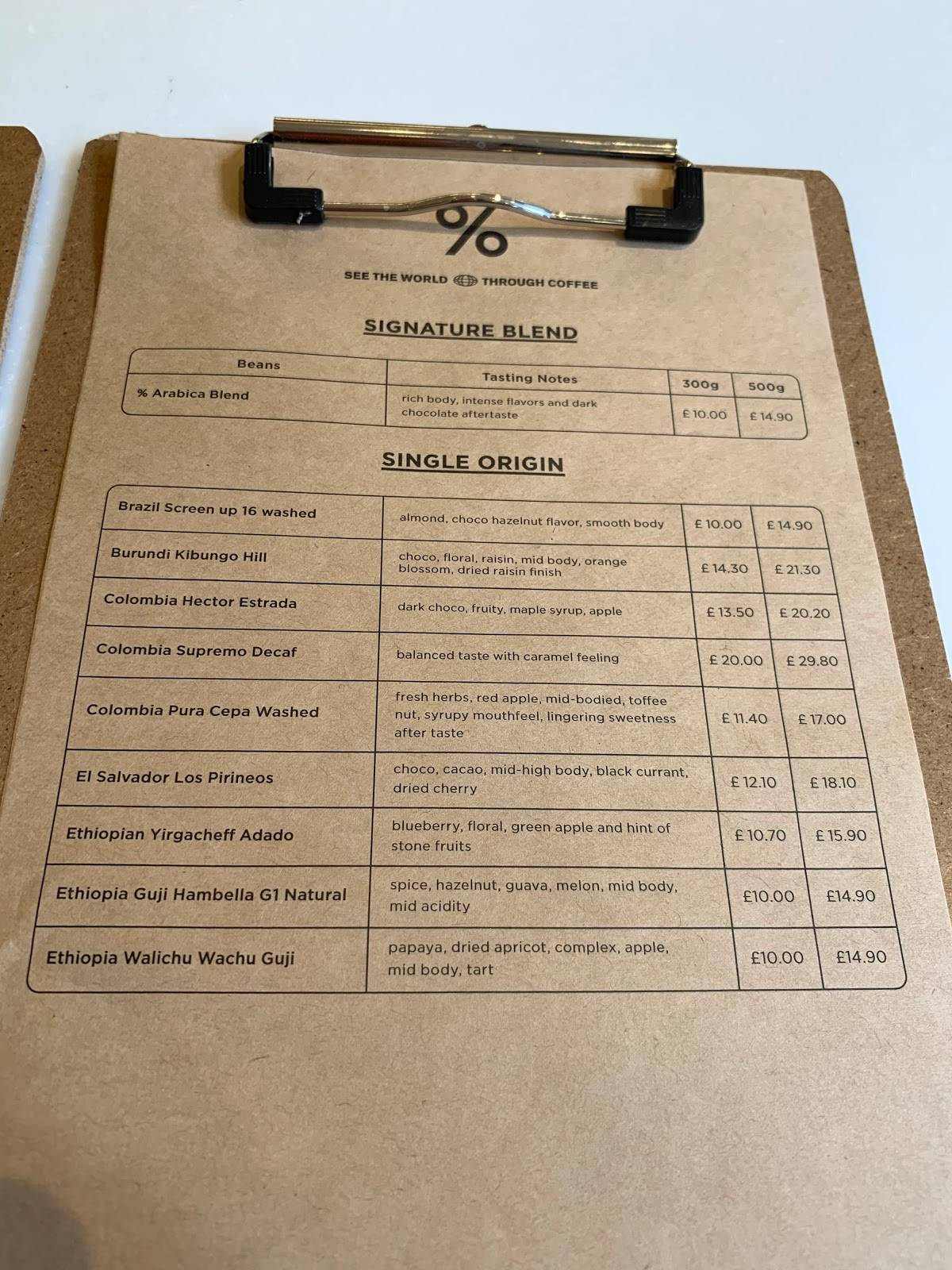 Menu at % ARABICA LONDON COVENT GARDEN cafe, London, 5 King St