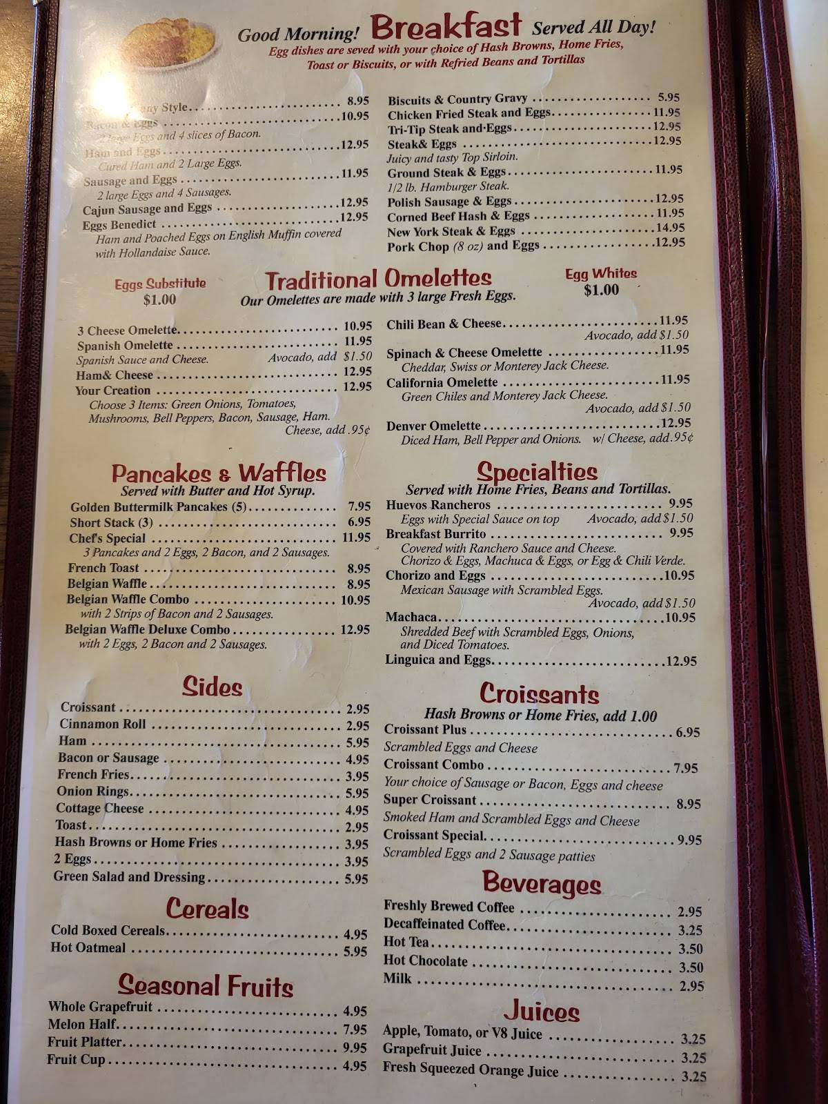 Menu at Budget Cafe, Lompoc