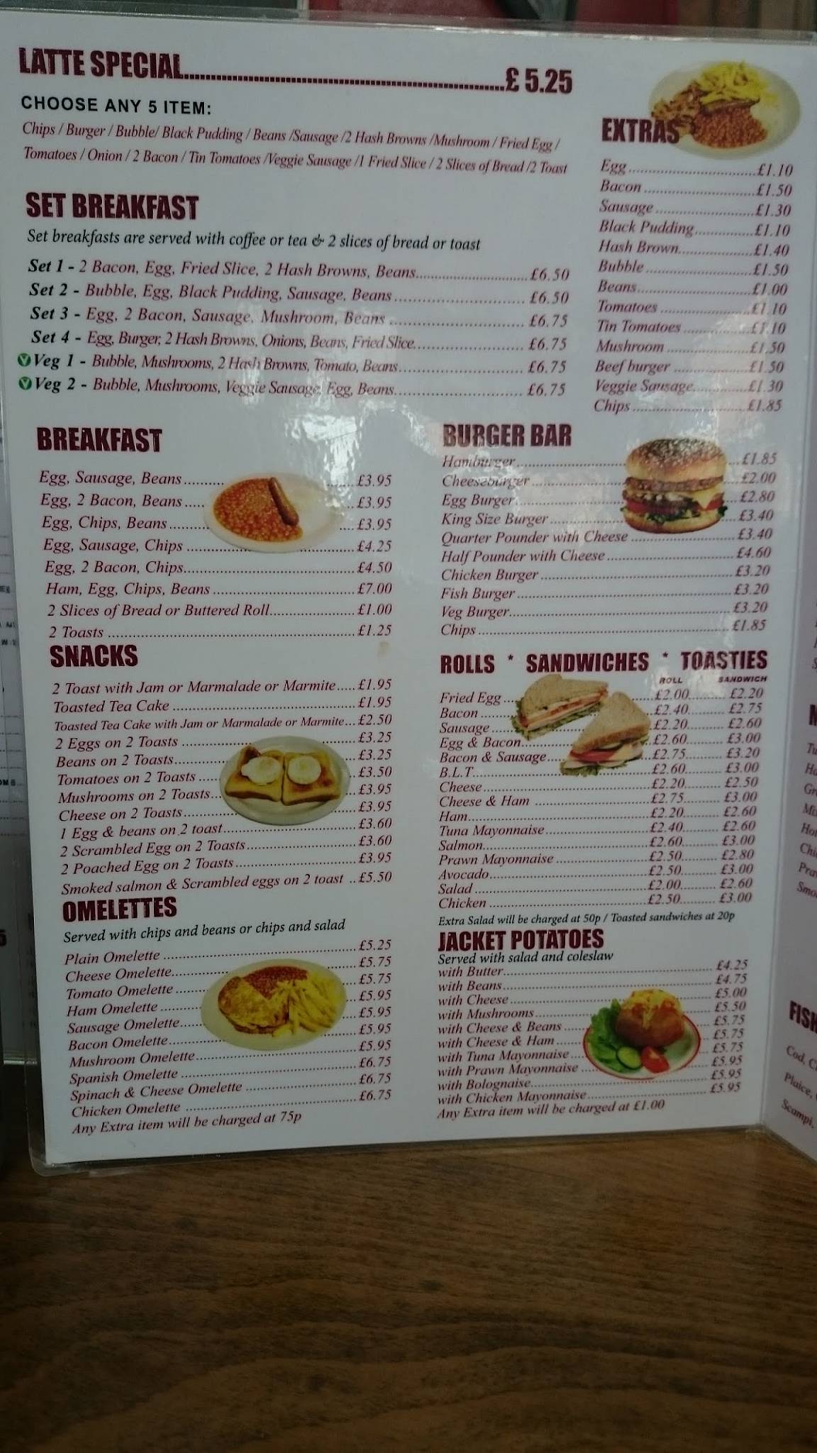 Menu at Cafe Latte., Dunstable