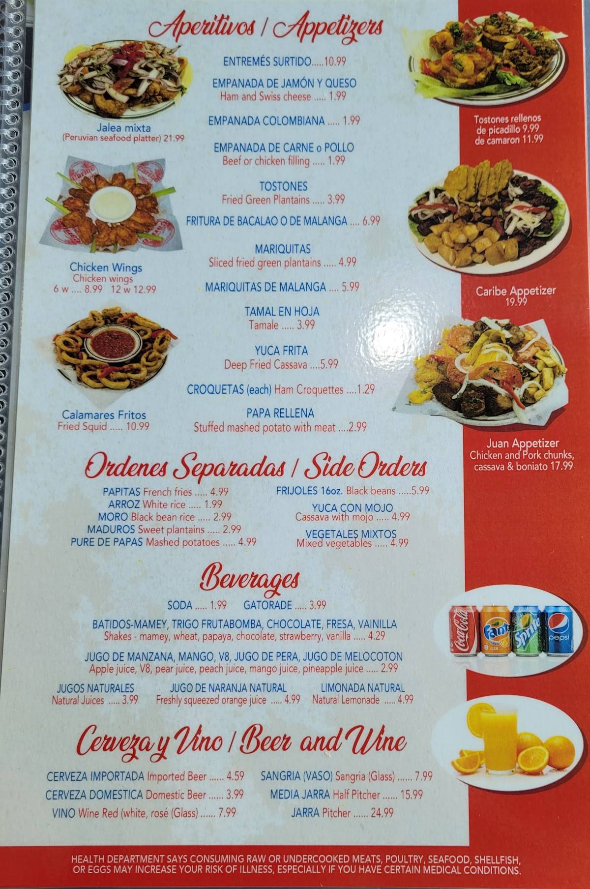 Menu at Caribe Cafe Restaurant, Hialeah, W 68th St