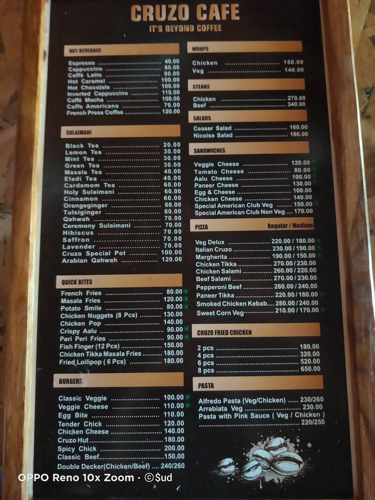 Menu at Cruzo Cafe & Grills, Palakkad, CM Center