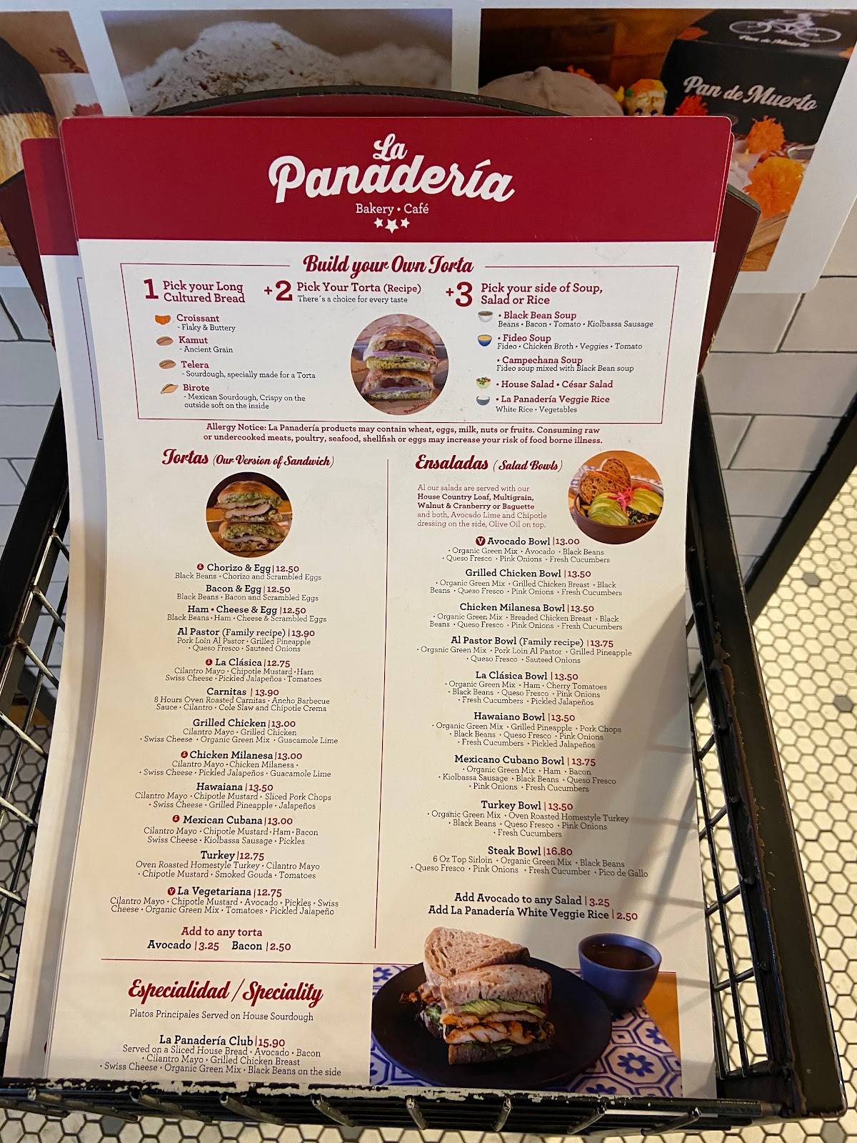 Menu at La Panadería Bakery Café, San Antonio, 301 E Houston St