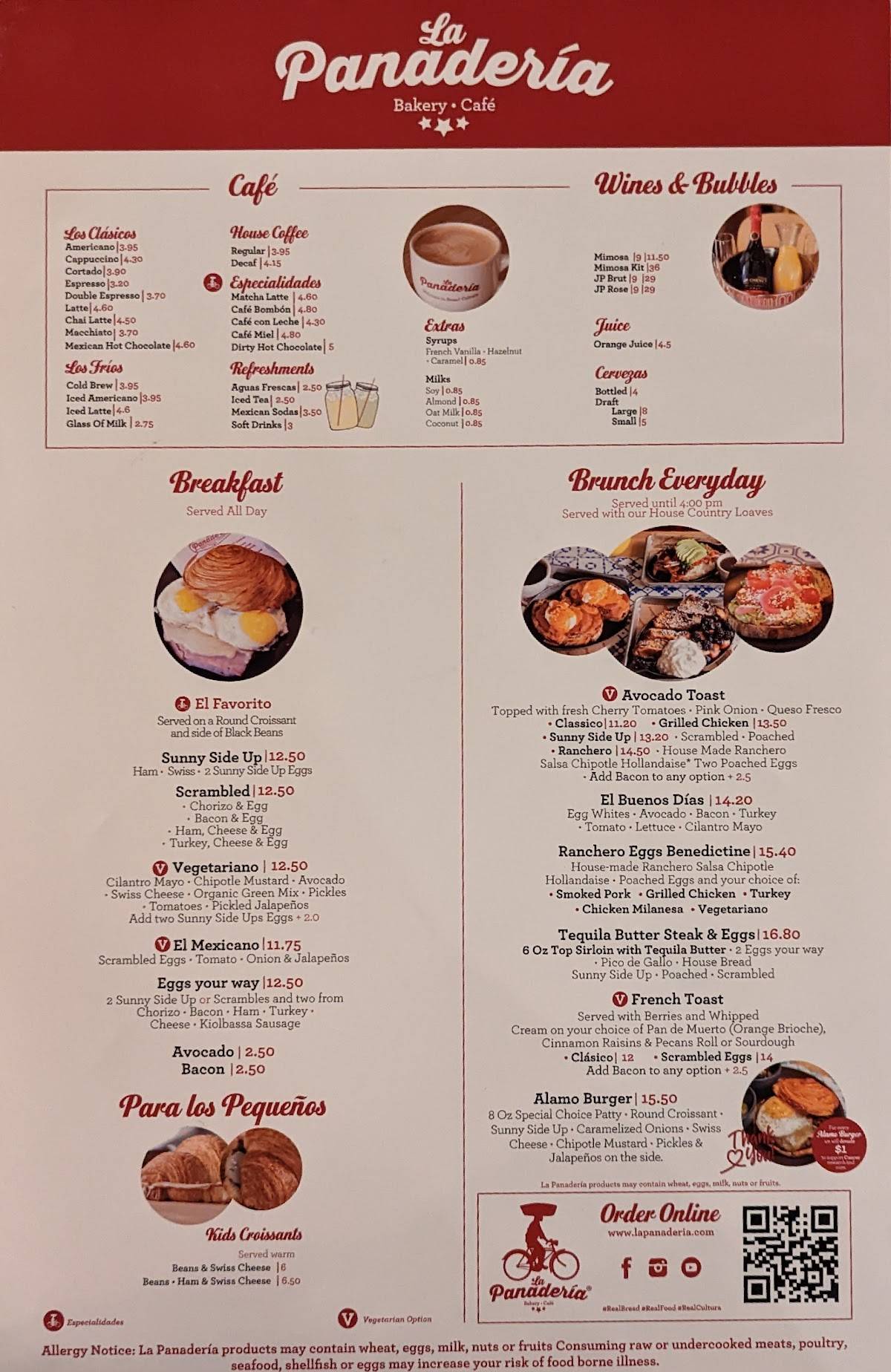 Menu at La Panadería Bakery Café, San Antonio, 301 E Houston St