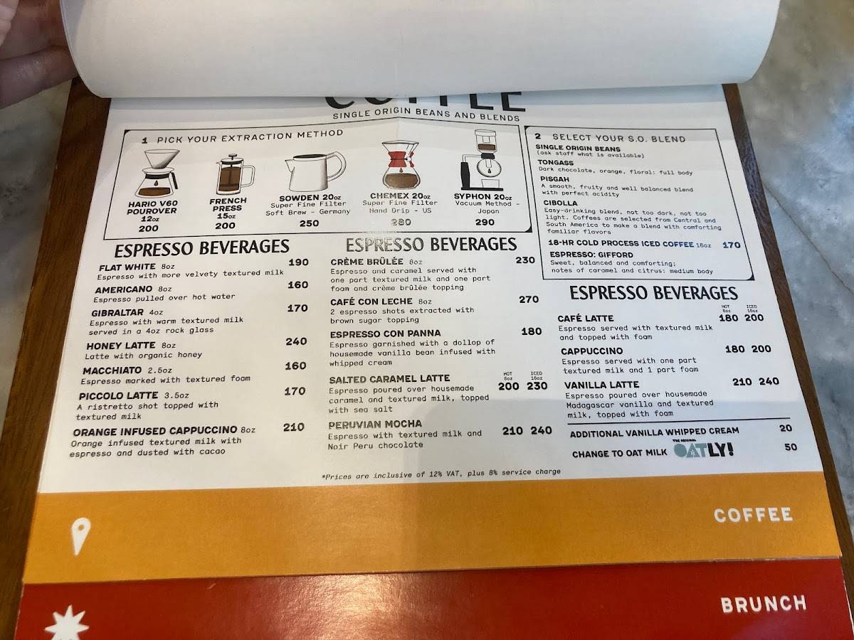 Menu at Single Origin - Greenbelt 5 cafe, Makati, Greenbelt 5 GF