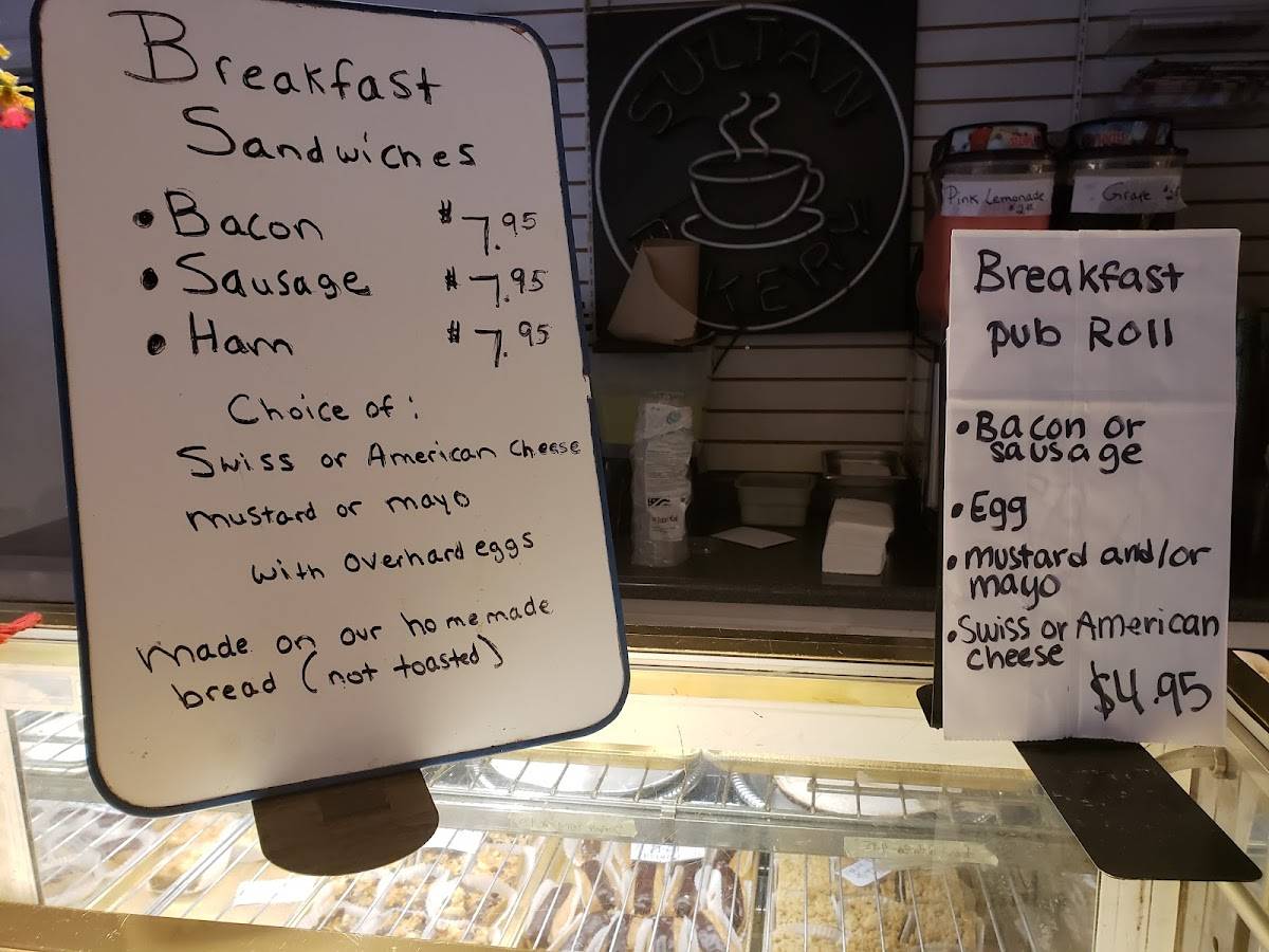 Menu at Sultan Bakery, Sultan, US-2