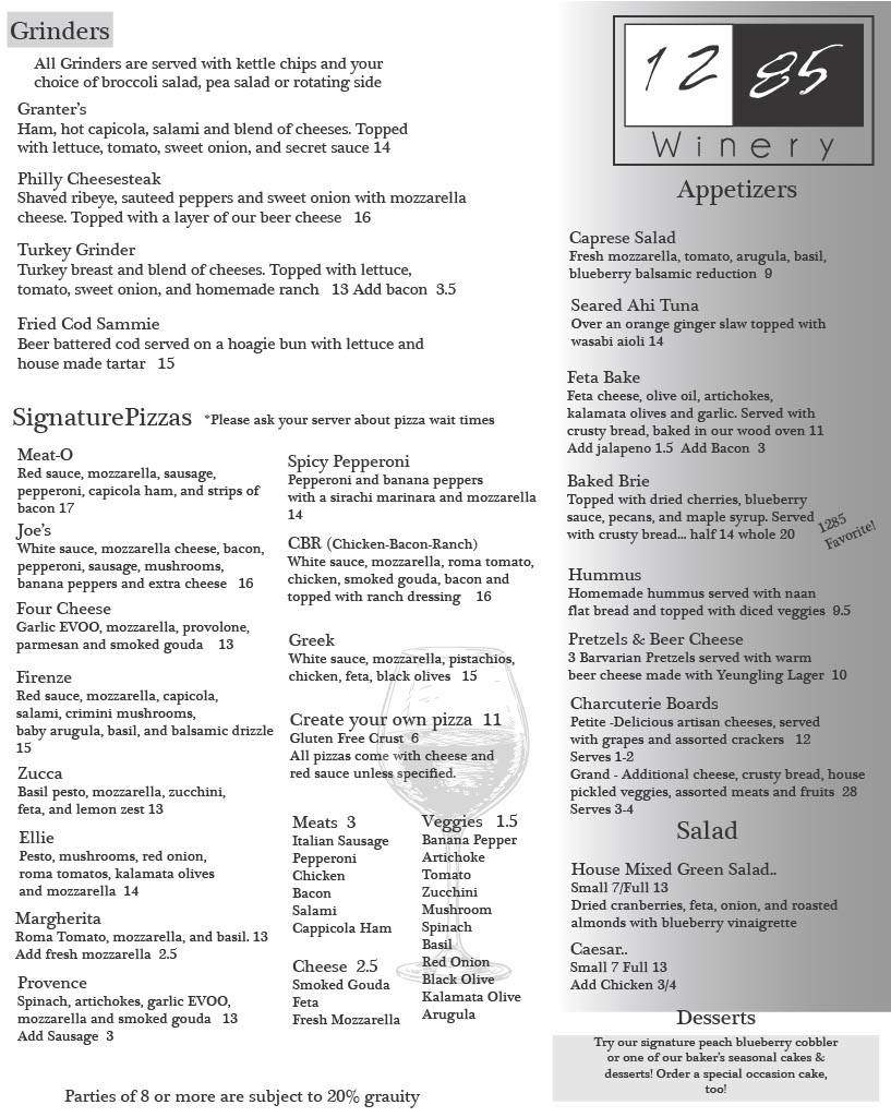 Menu at The Blueberry Patch cafe, Mansfield