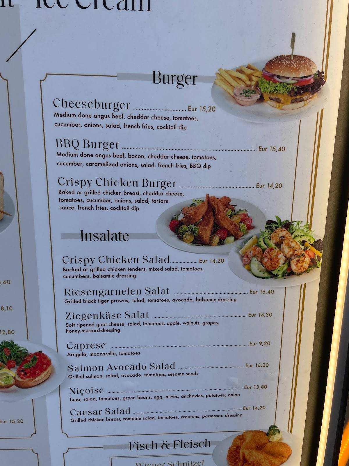 Speisekarte von Café de l'Europe cafe, Wien