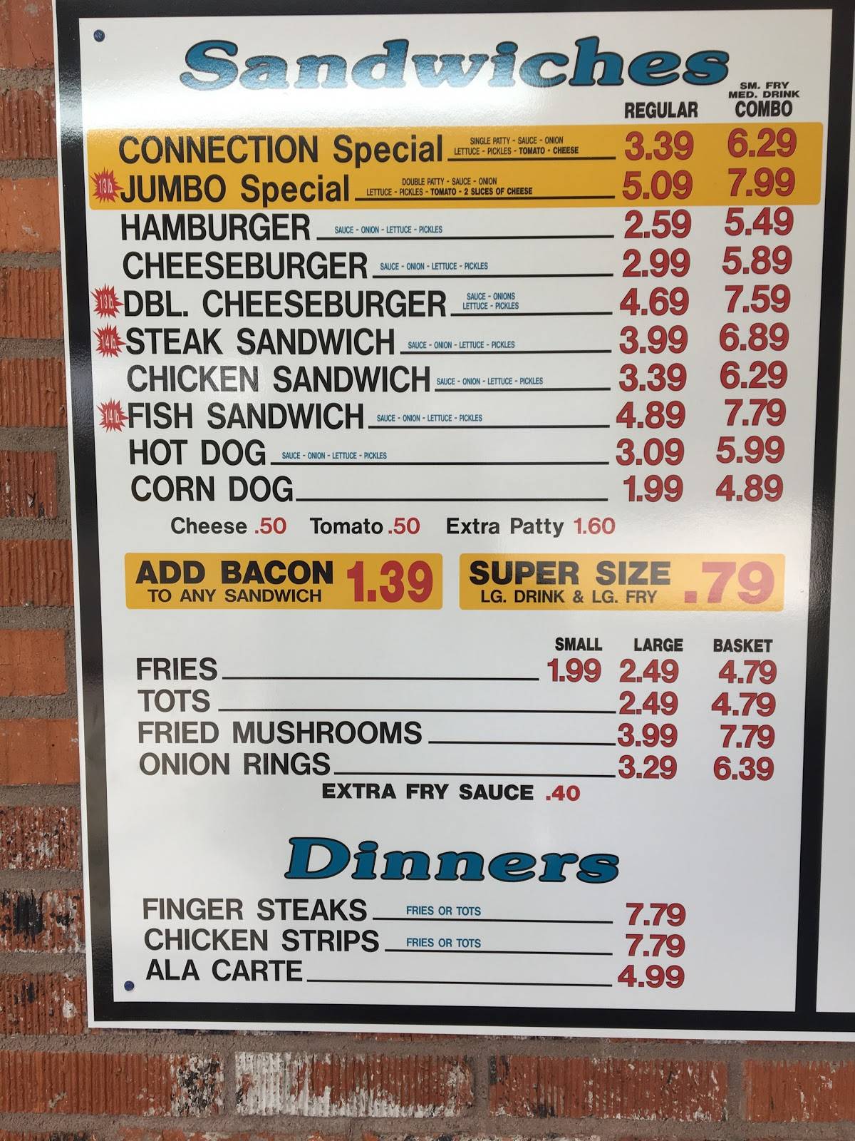 Menu at Hamburger Connection fast food, Caldwell