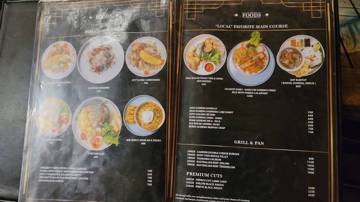Menu at Camden Bar, Jakarta, Jl. Cikini 2 No.1