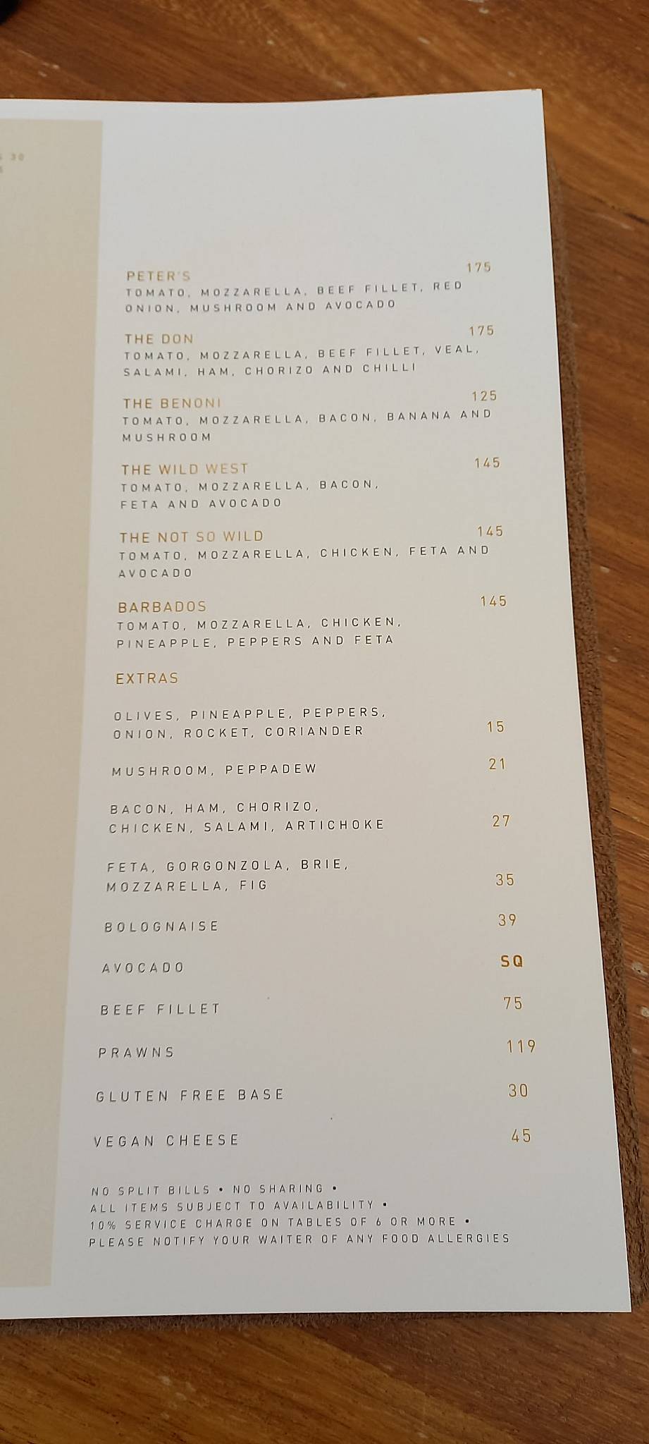 Menu at Giovannis Restaurant at the House of J.C. Le Roux, Stellenbosch