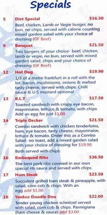 Menu at Captain America's Hamburger Heaven restaurant, Ferntree Gully
