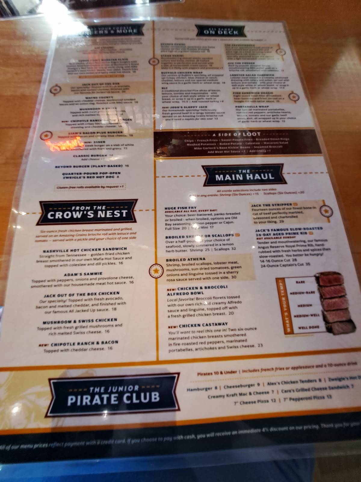 Menu at Captain Jack's Goodtime Tavern pizzeria, Sodus Point