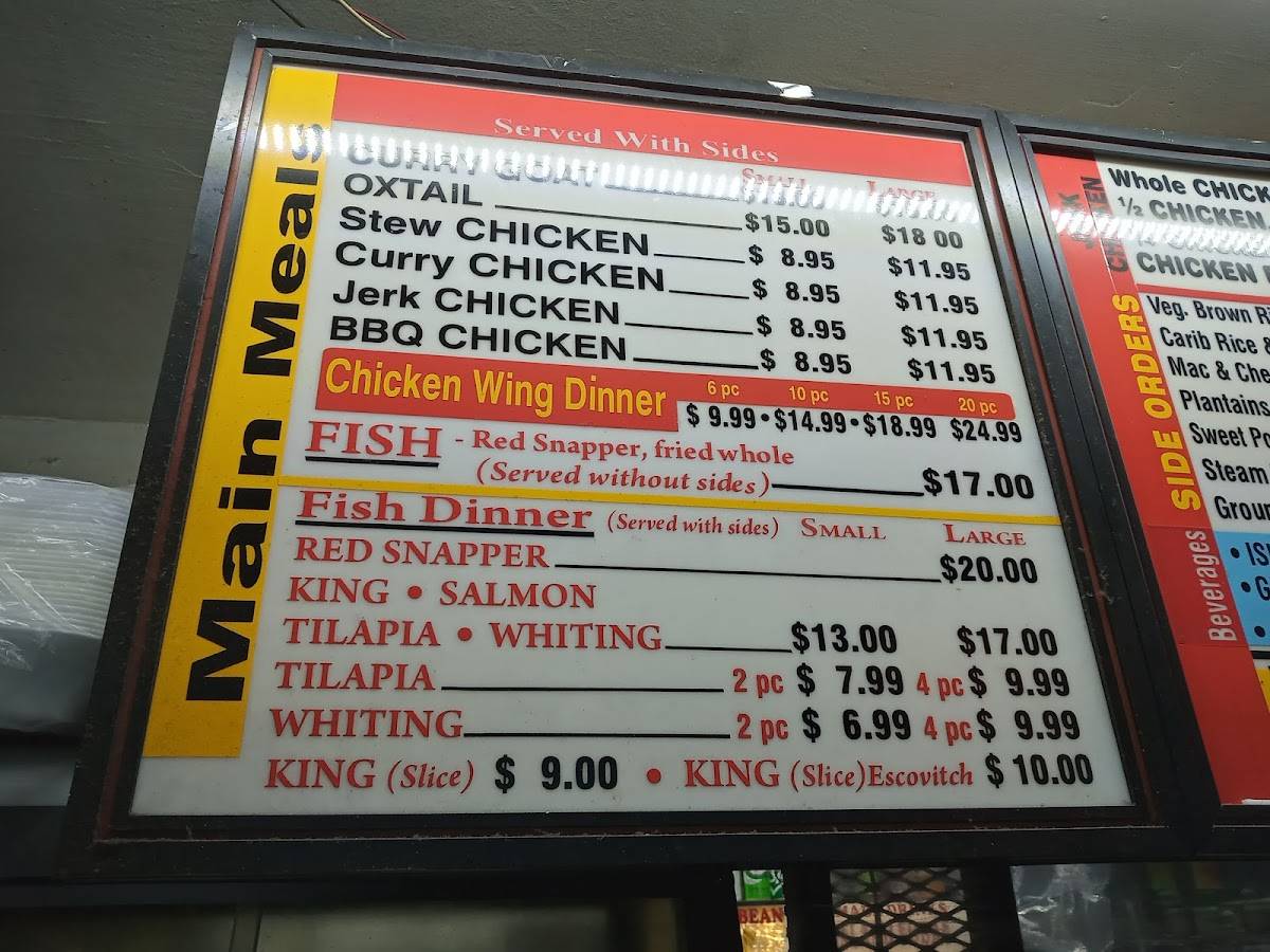 Menu at Caribbean Chicken & Fish restaurant, Scottdale