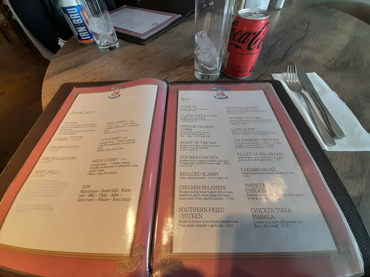 Menu at Carrigan's Blantyre restaurant, Glasgow