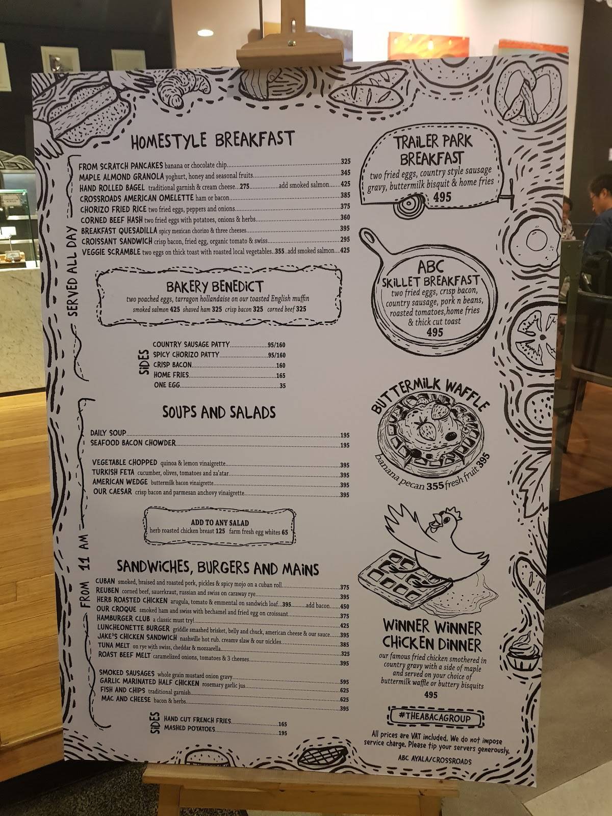 Carta del café Abaca Baking Company, Cebú, The Terraces