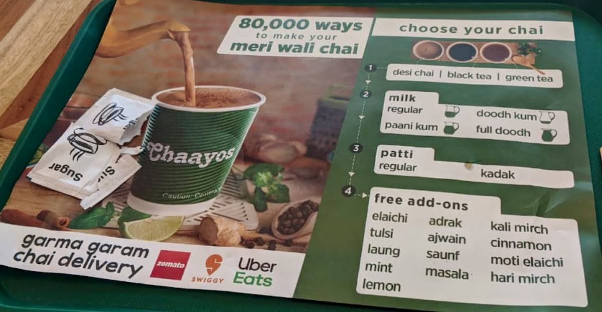 Menu at Chaayos Cafe - Indiranagar, Bengaluru, 789/B