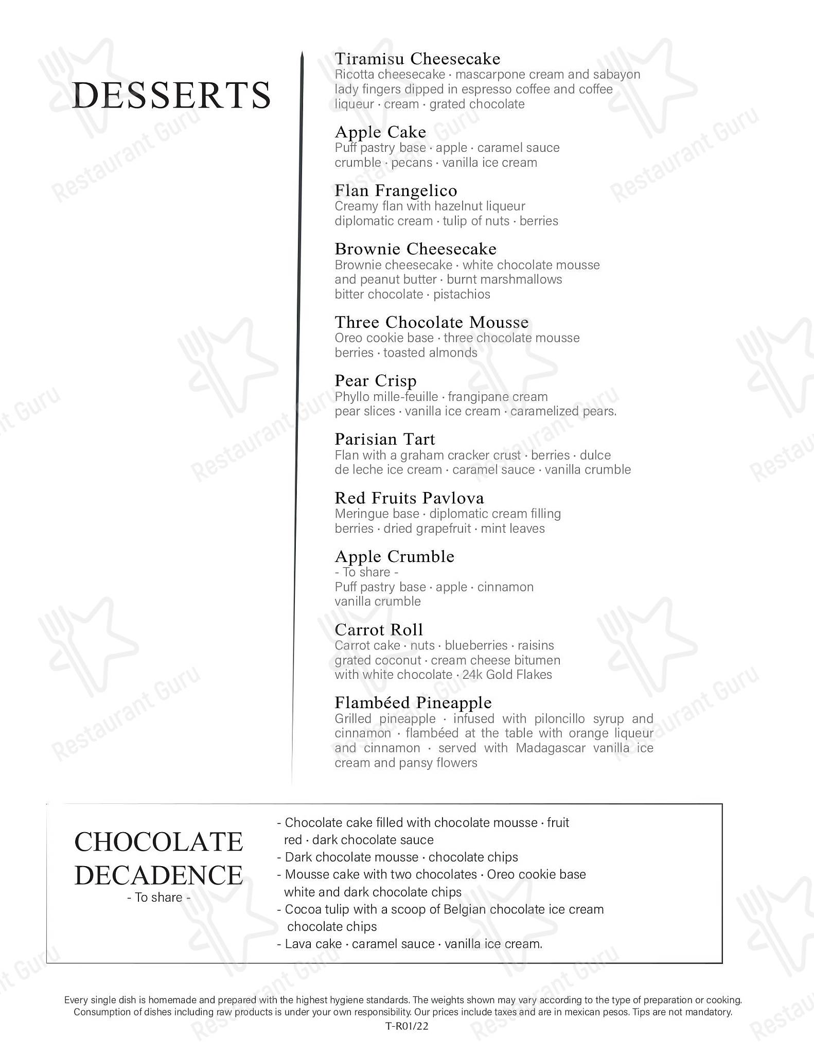 Menu at Chambao Cancun Best Steakhouse in Cancun, Cancún