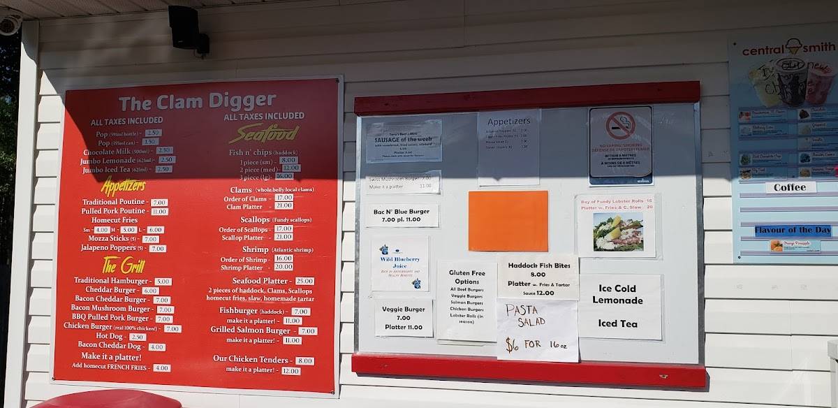 Menu at The Clam Digger restaurant, Chamcook, NB-127