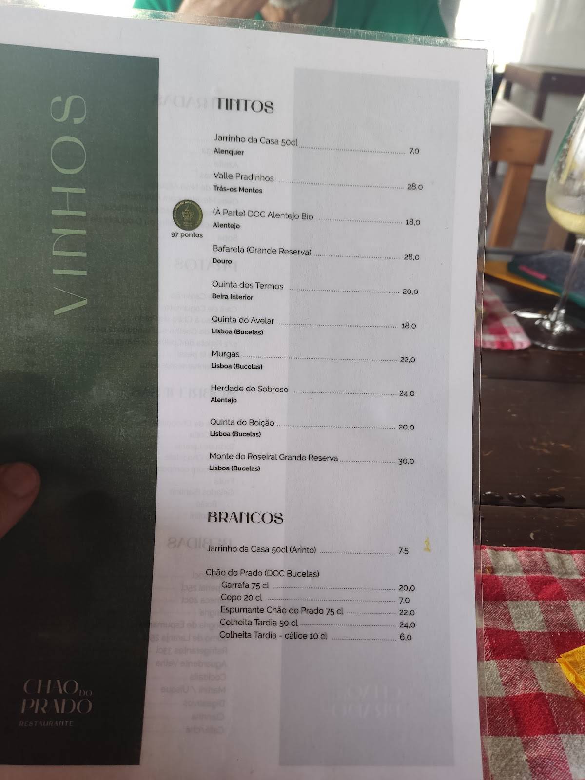 Menu em Chão do Prado restaurante, Bucelas, Almirante Gago Coutinho