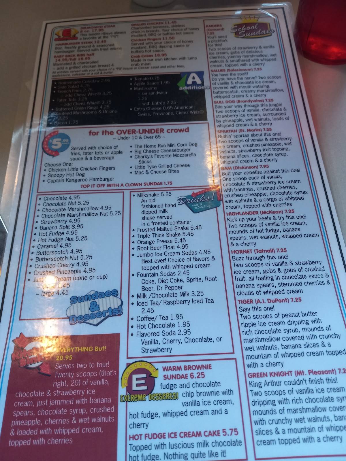 Menu at Charcoal Pit restaurant, Wilmington, Concord Pike